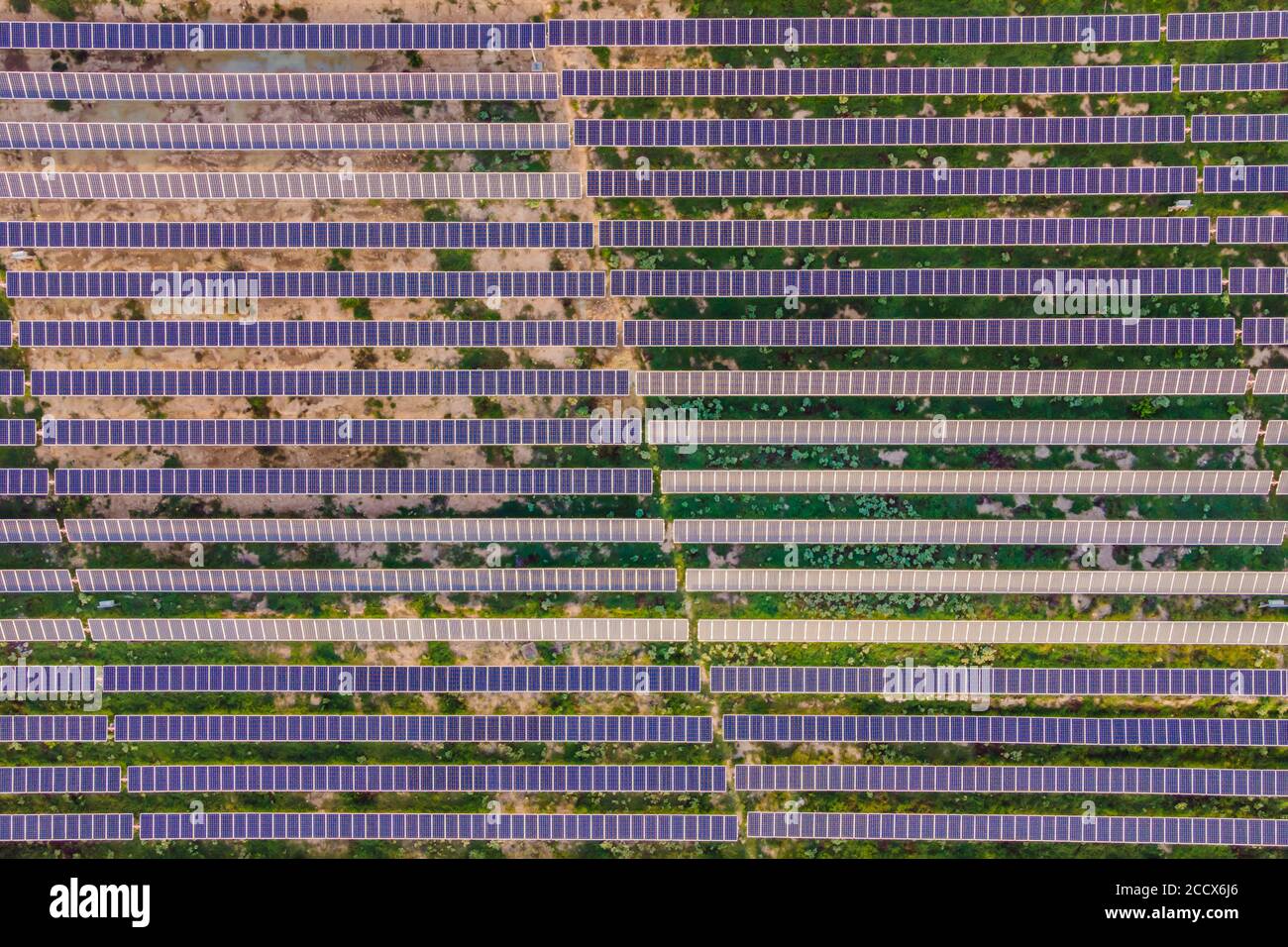 Aerial view of the solar panel in solar farm for green energy Stock ...