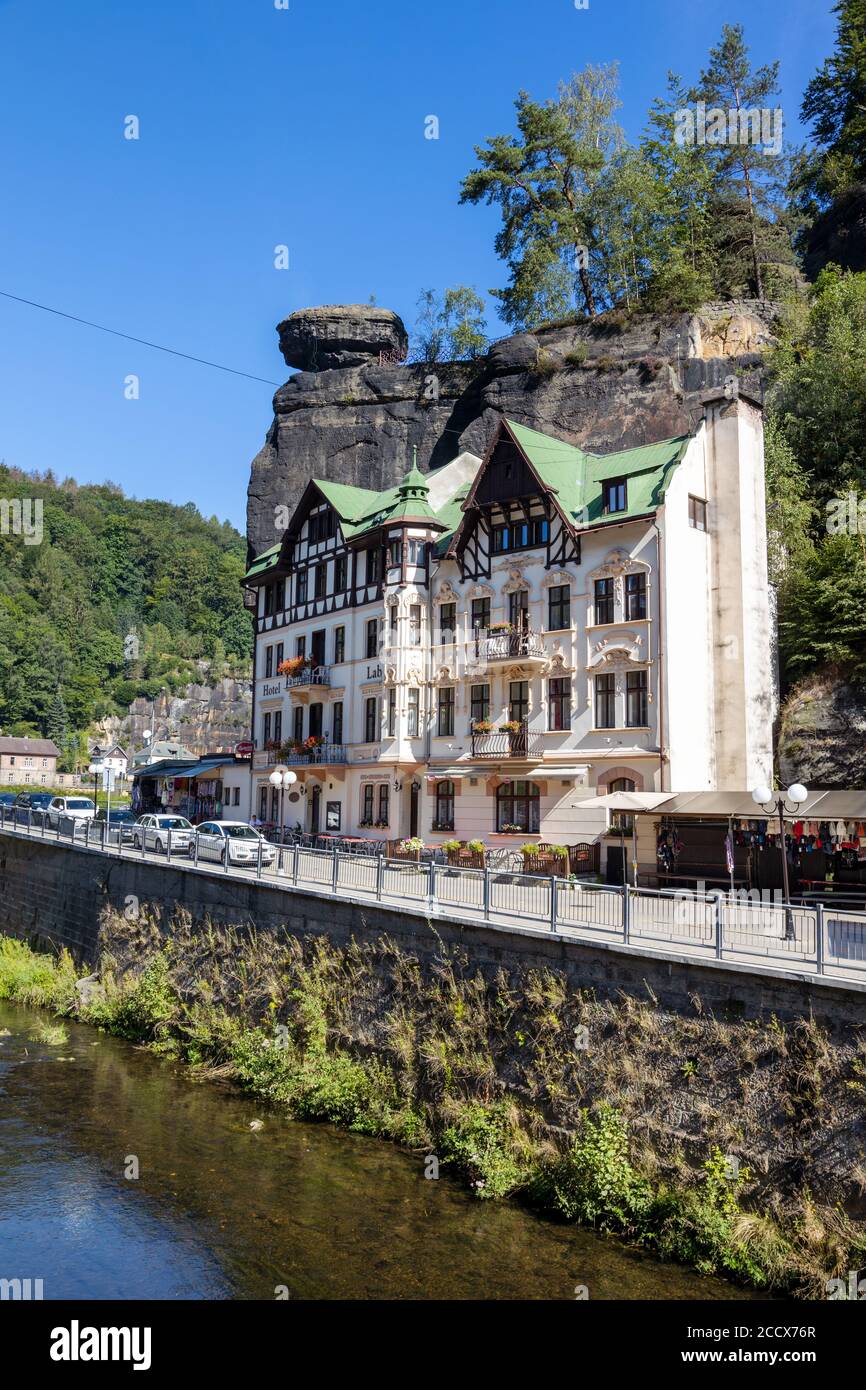 řeka Kamenice, Hřensko, narodni park České Švýcarsko, Česká republika ...