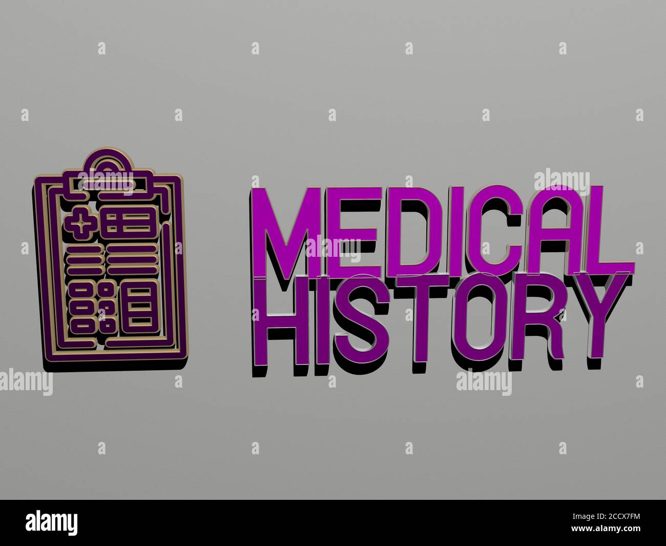 medical history icon and text on the wall, 3D illustration Stock Photo ...