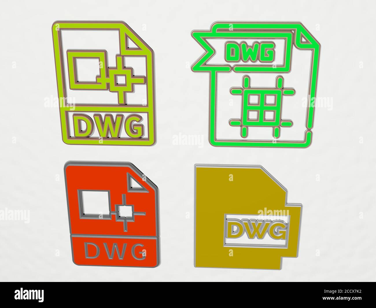 dwg 4 icons set, 3D illustration Stock Photo - Alamy