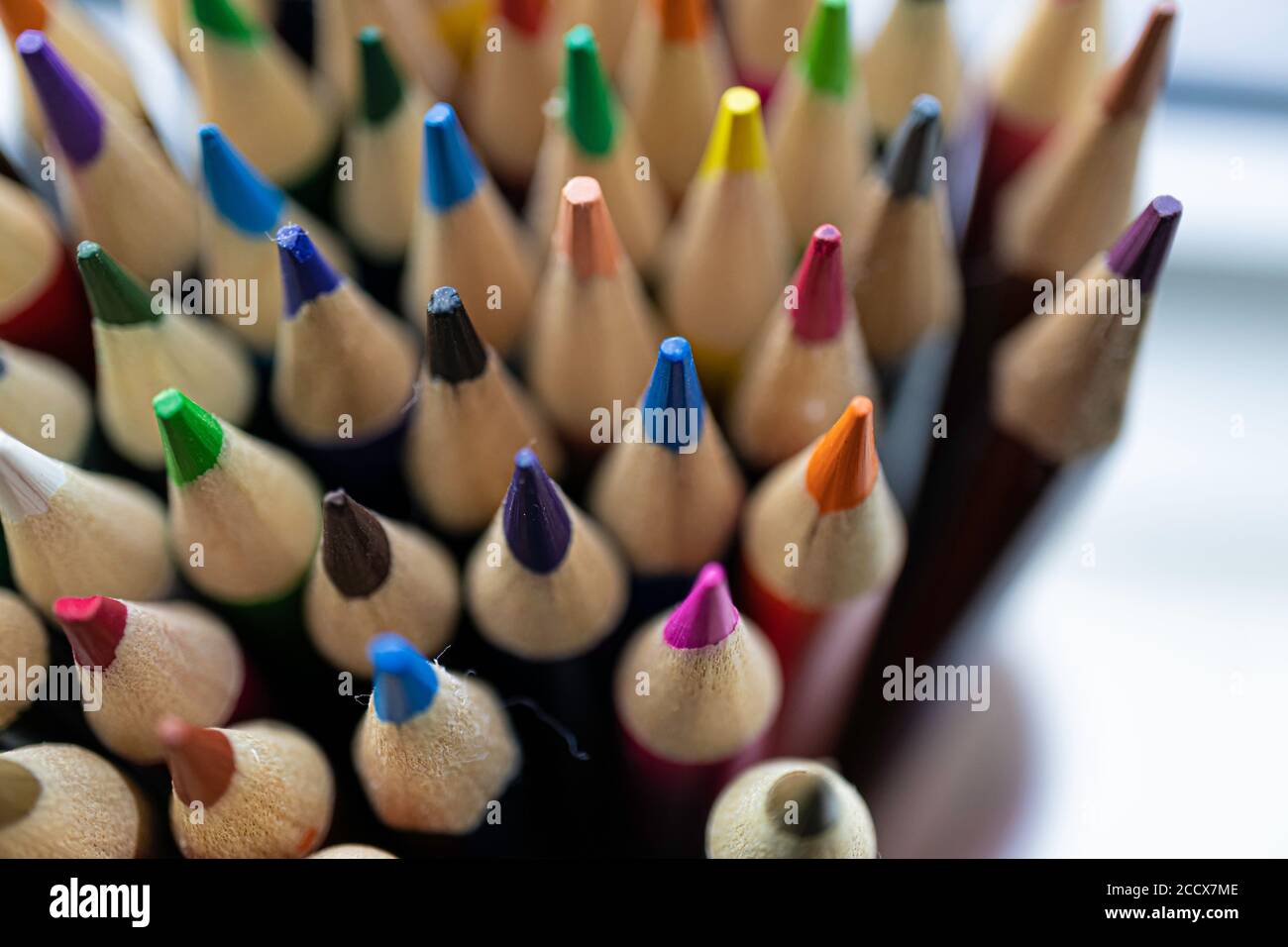 Collection of colored coloring pencils used for school art Stock Photo ...
