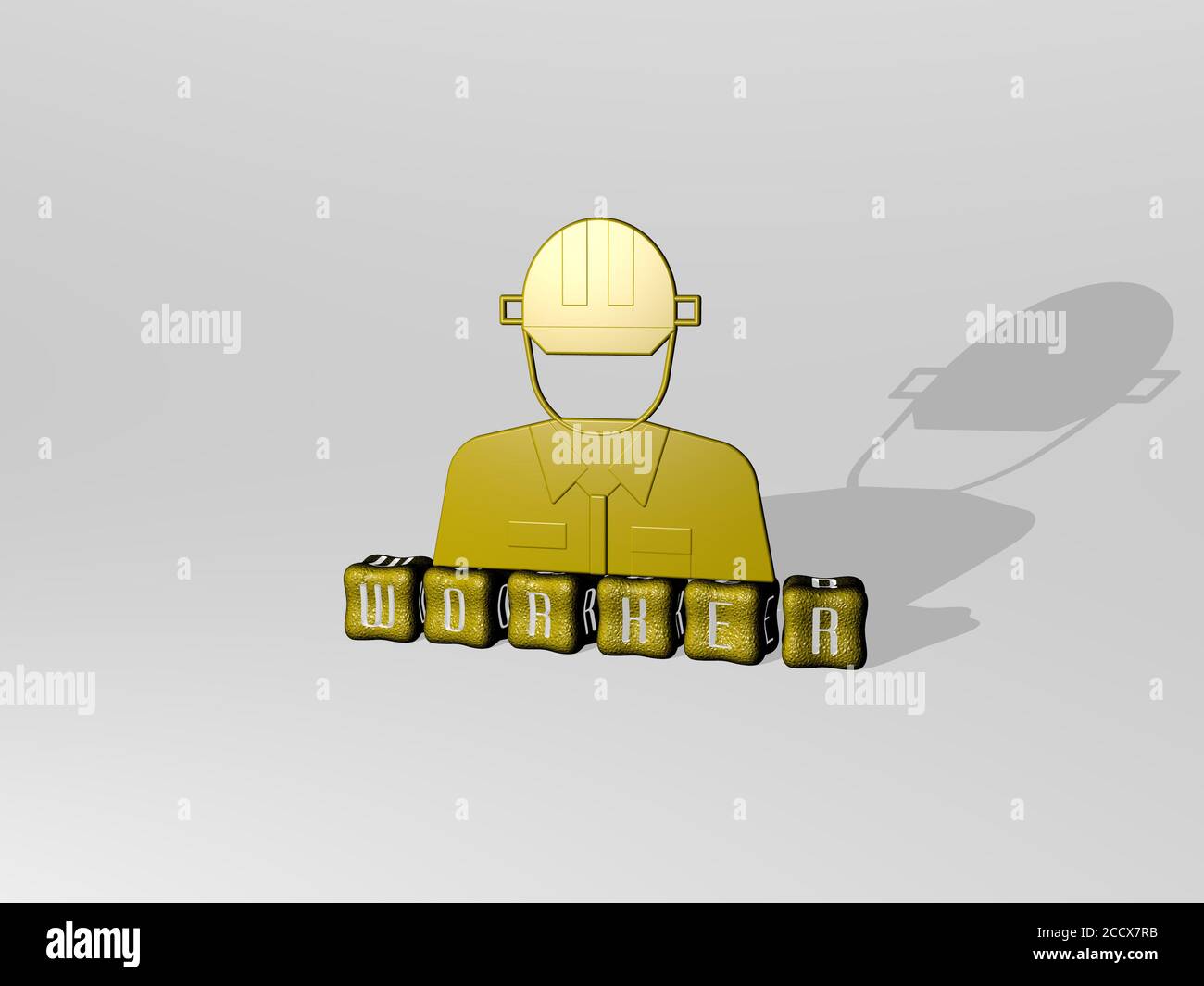 WORKER 3D icon on cubic text, 3D illustration Stock Photo - Alamy