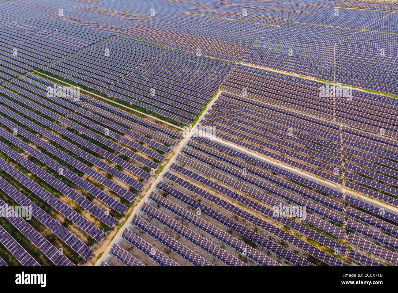 Aerial view of the solar panel in solar farm for green energy Stock ...