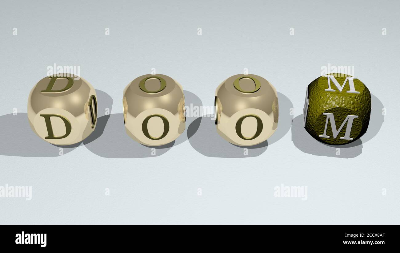 Halloween: doom text of cubic individual letters, 3D illustration Stock ...