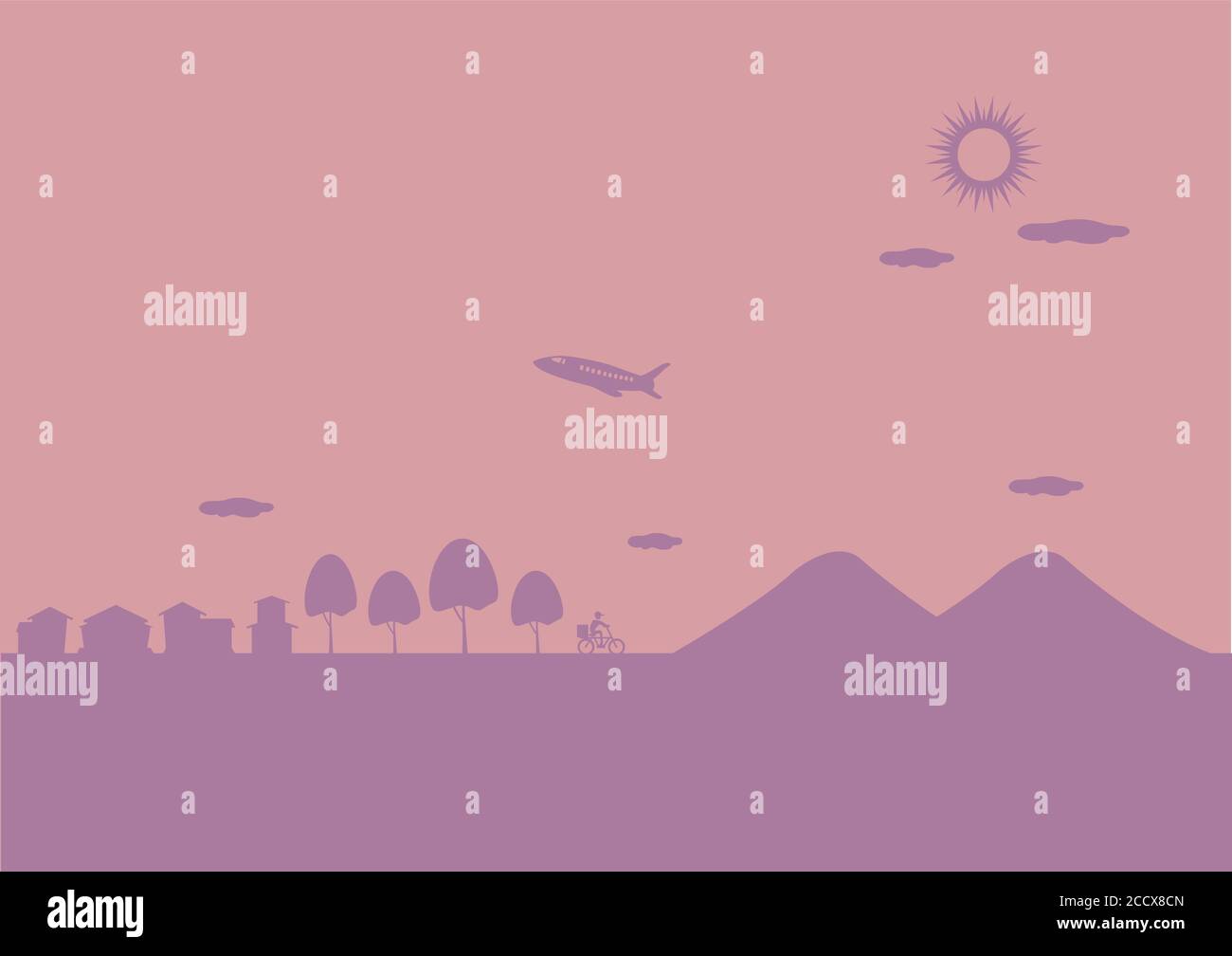 Small airplane mountains in background Stock Vector Images - Alamy