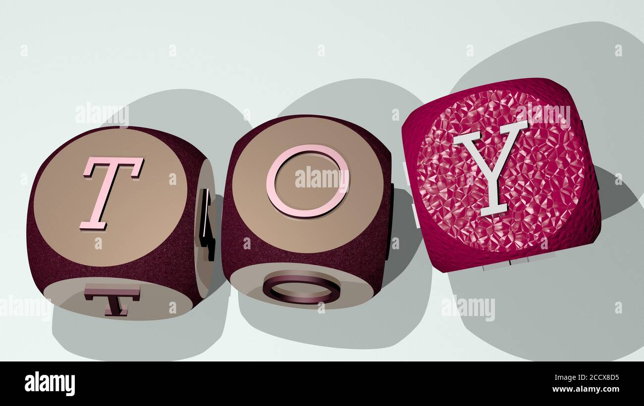 toy text by dancing dice letters, 3D illustration Stock Photo - Alamy