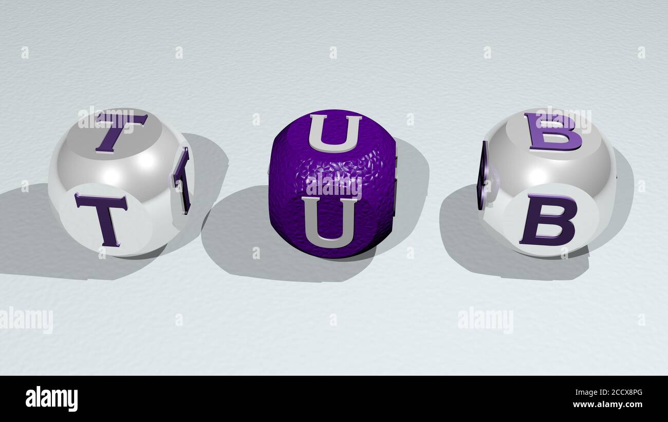 TUB text of cubic individual letters, 3D illustration Stock Photo - Alamy