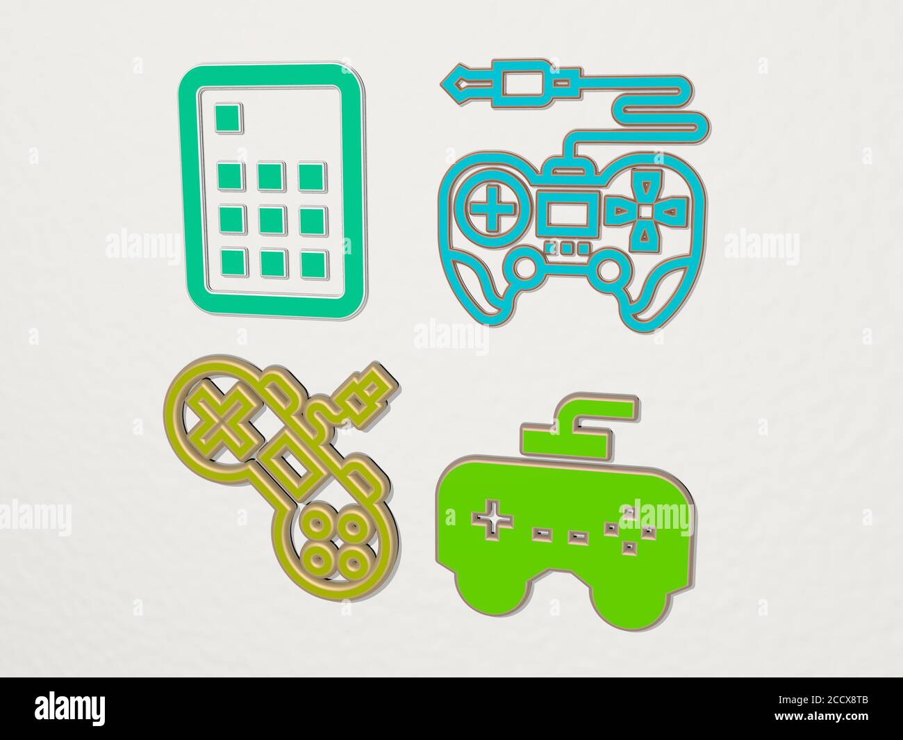 CONSOLE 4 icons set, 3D illustration Stock Photo - Alamy
