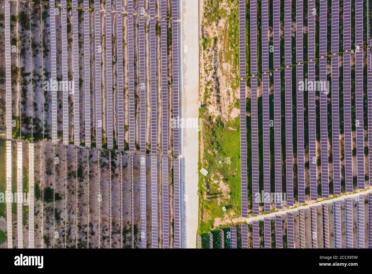 Aerial view of the solar panel in solar farm for green energy Stock ...