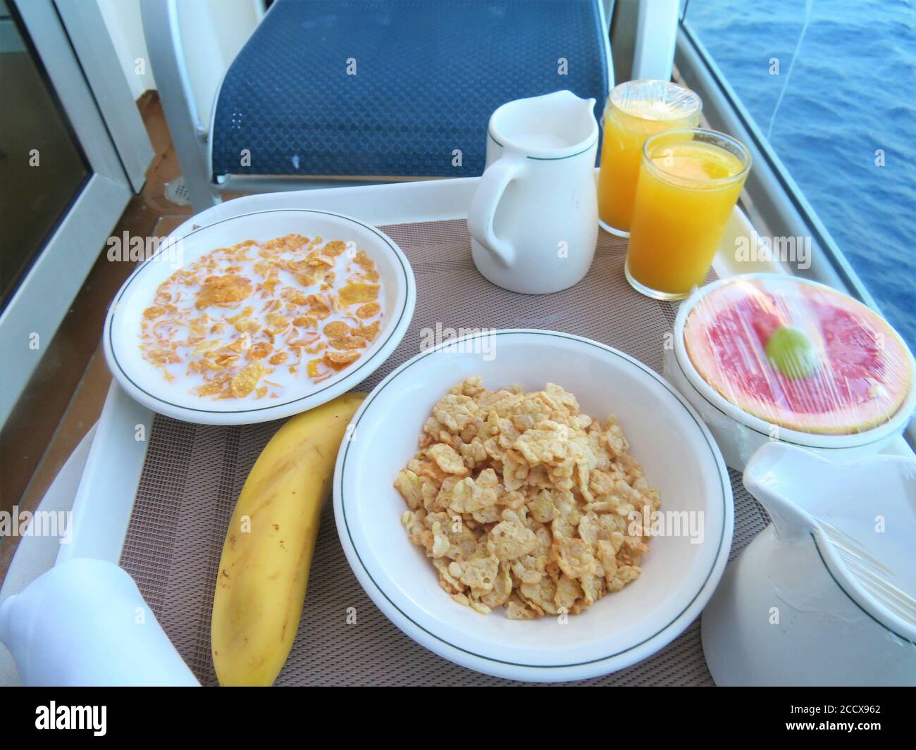 Breakfast meal on a cruise ship balcony Stock Photo - Alamy