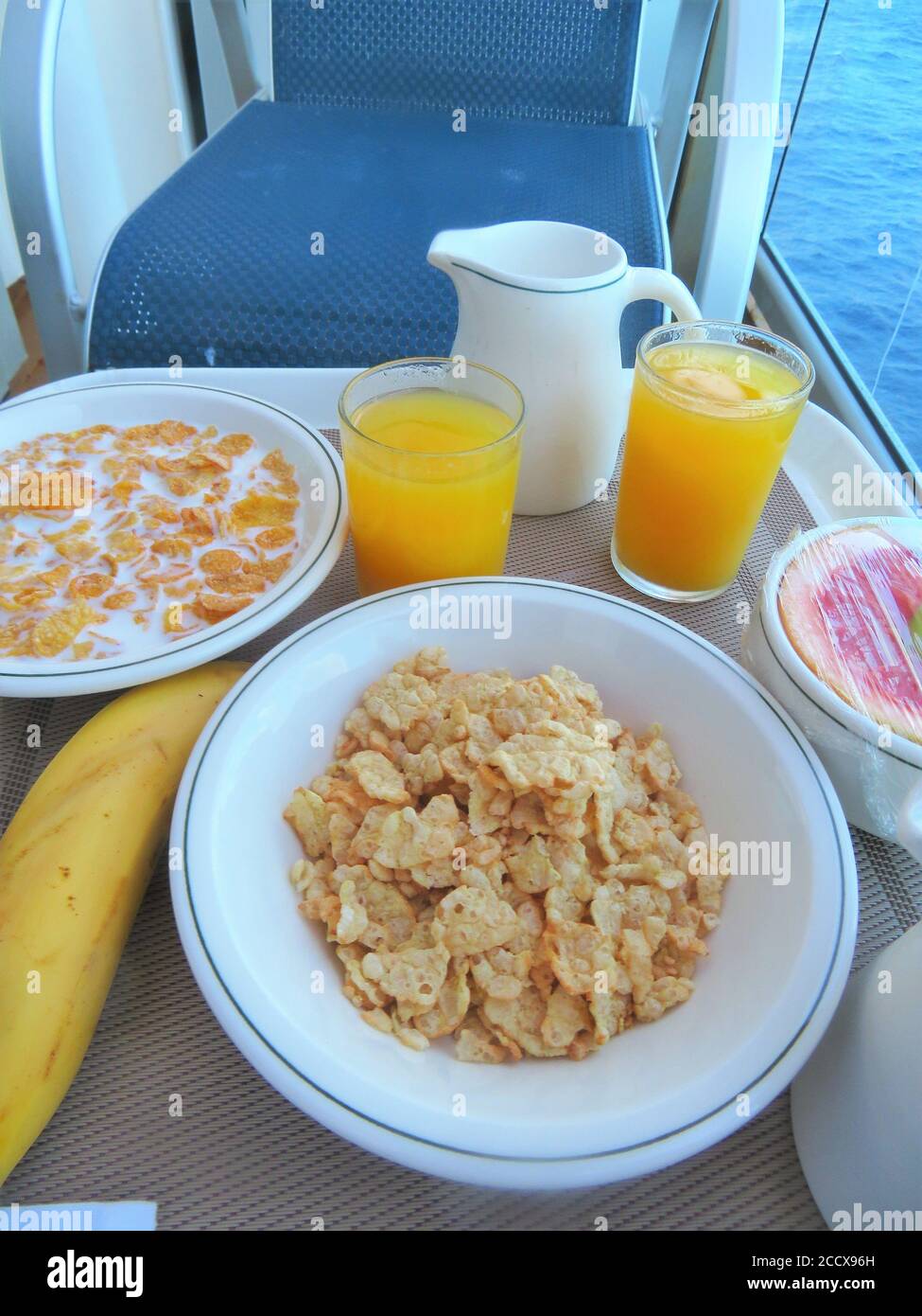 Breakfast meal on a cruise ship balcony Stock Photo - Alamy