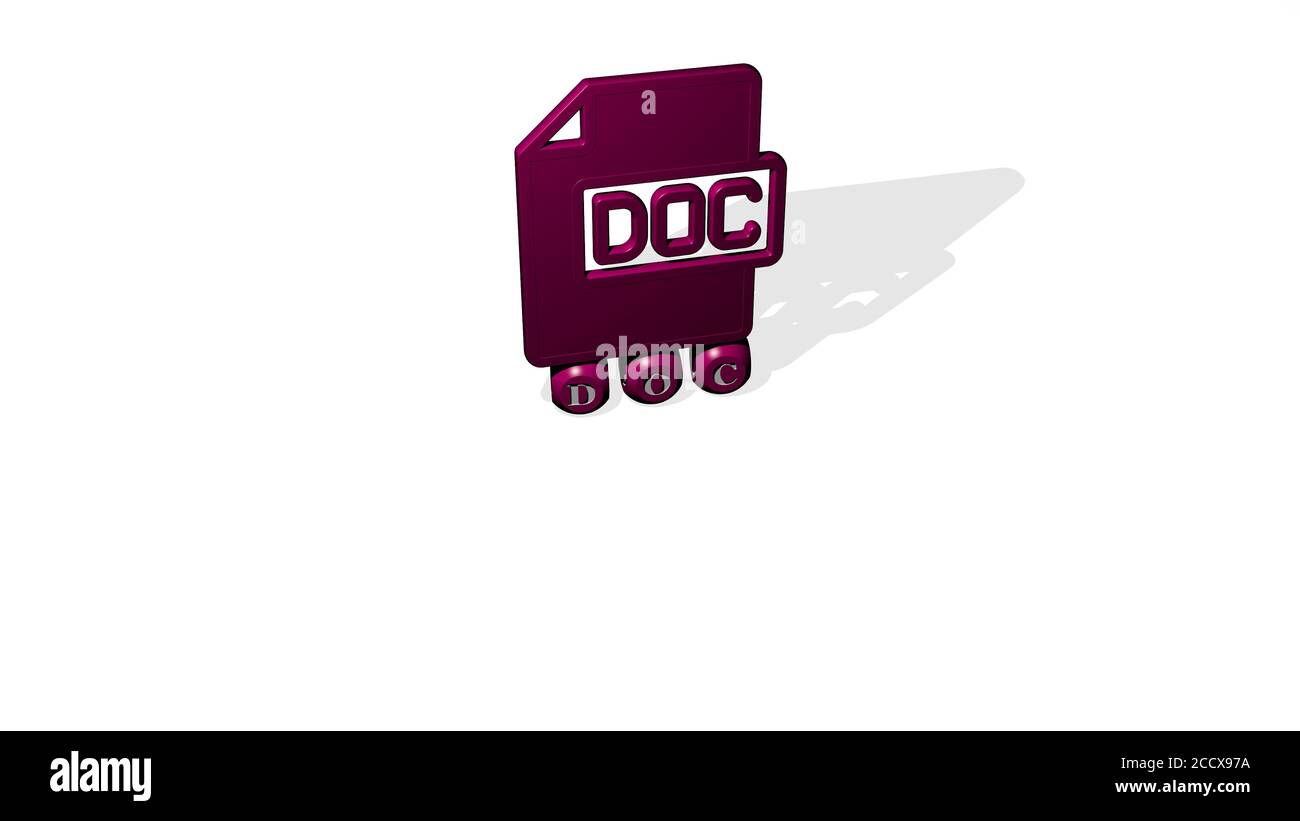 DOC 3D icon over cubic letters, 3D illustration Stock Photo - Alamy