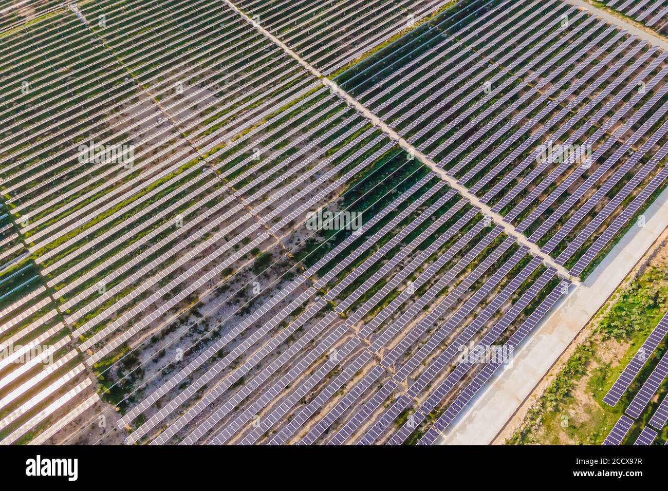 Aerial view of the solar panel in solar farm for green energy Stock ...