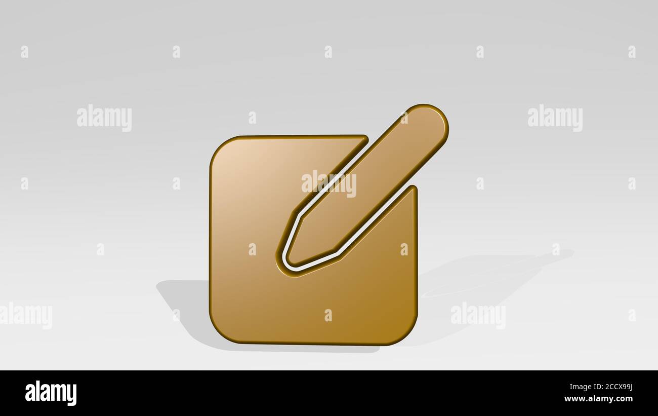 pencil write 3D icon casting shadow, 3D illustration Stock Photo - Alamy
