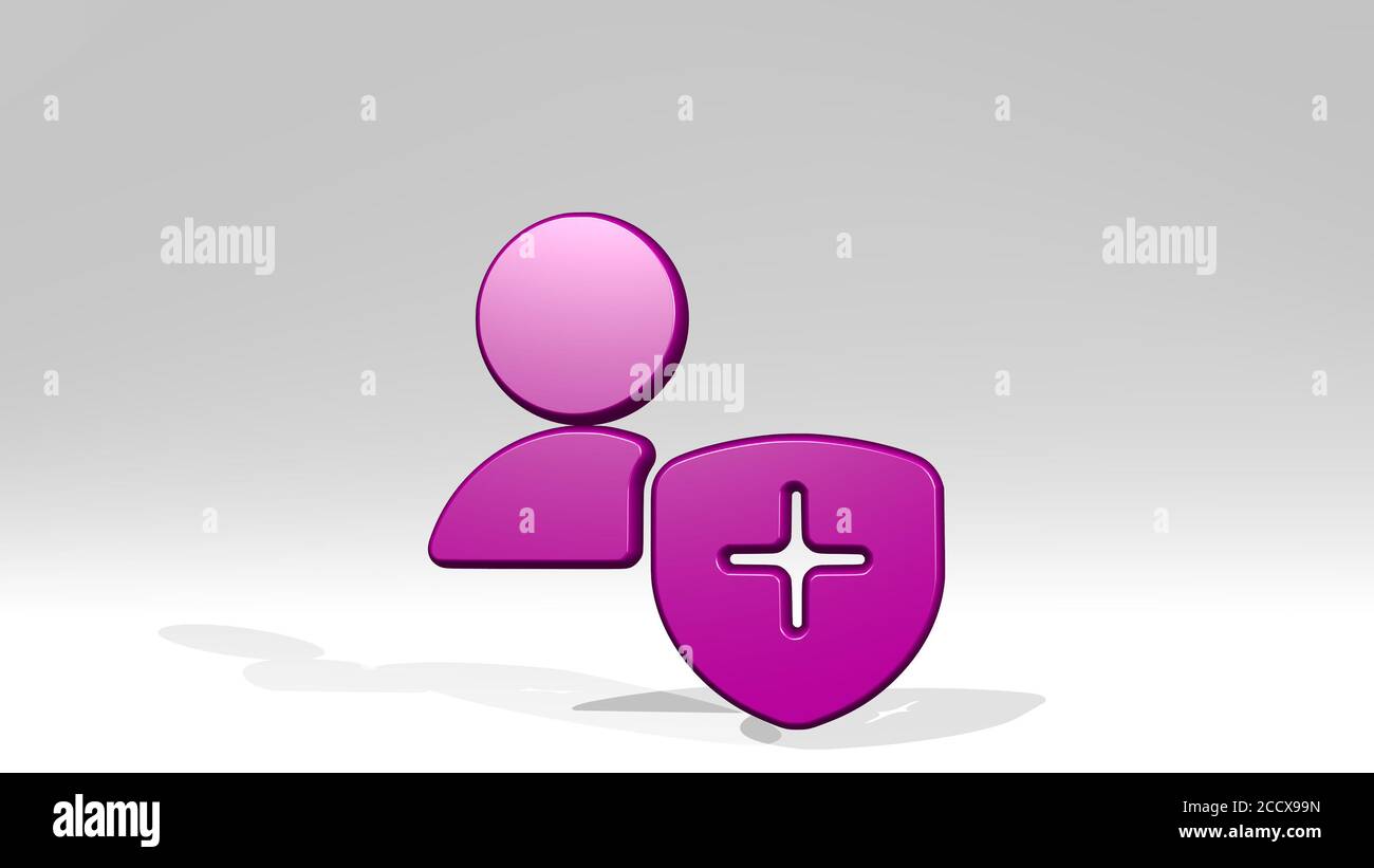 SINGLE NEUTRAL ACTIONS SHIELD 3D icon casting shadow, 3D illustration ...