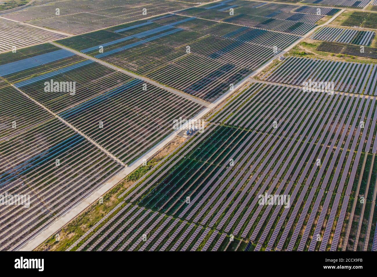 Aerial view of the solar panel in solar farm for green energy Stock ...
