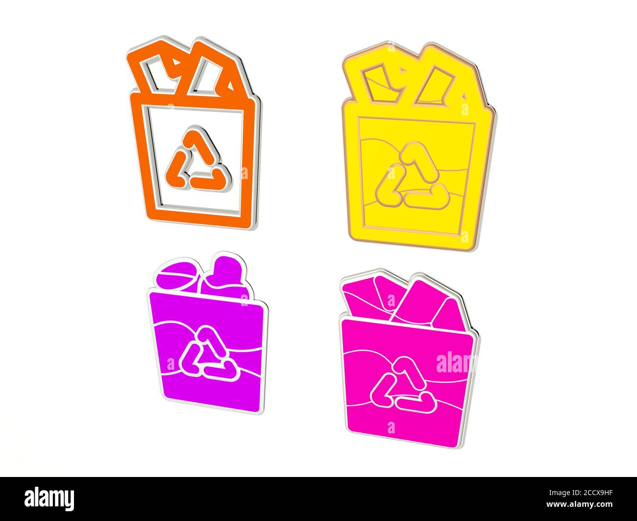 recycling container 4 icons set, 3D illustration Stock Photo - Alamy