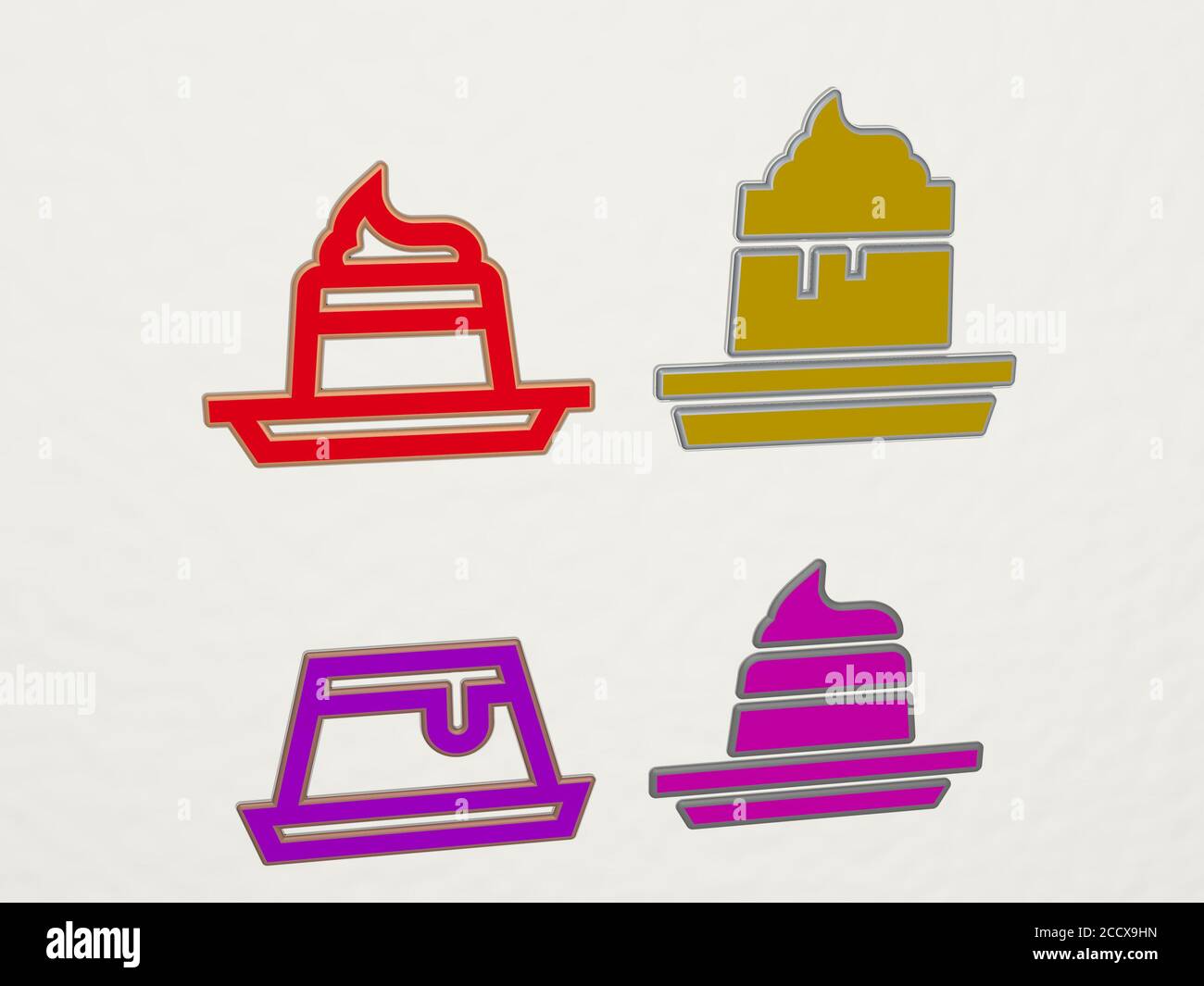 flan 4 icons set, 3D illustration Stock Photo - Alamy