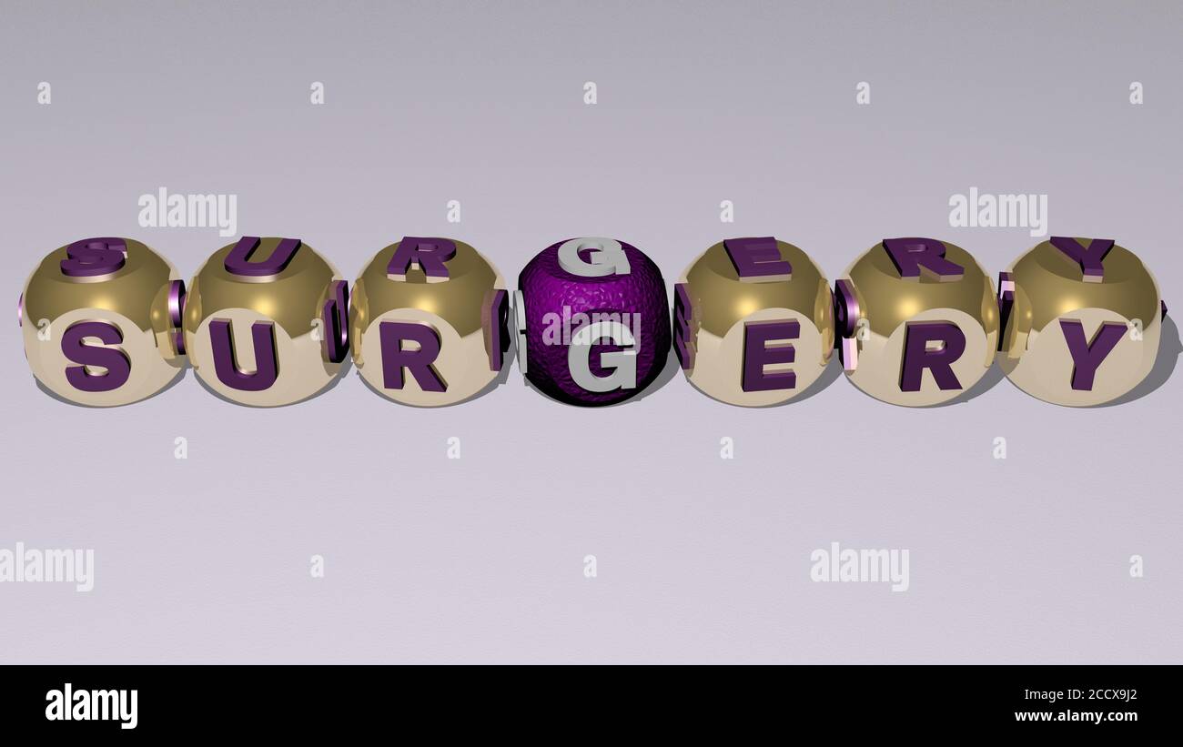 surgery text by cubic dice letters, 3D illustration Stock Photo - Alamy
