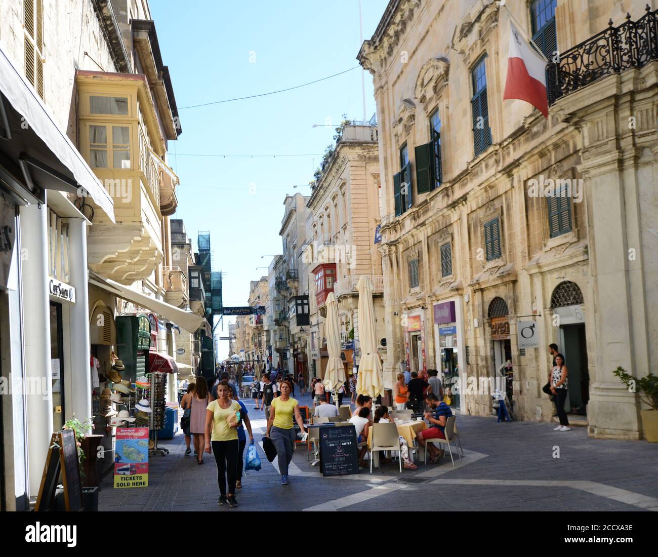 Vibrant pedestrian streets in Valletta, Malta Stock Photo - Alamy