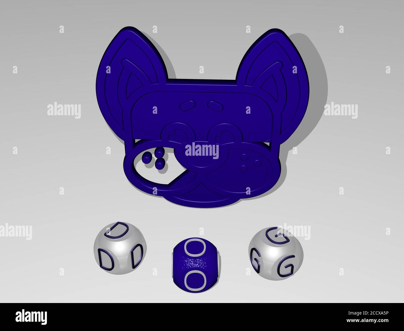 dog round text of cubic letters around 3D icon, 3D illustration Stock ...