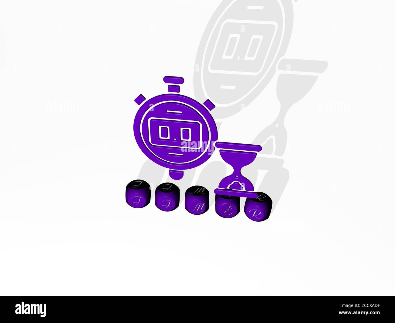 TIMER 3D icon over cubic letters, 3D illustration Stock Photo - Alamy