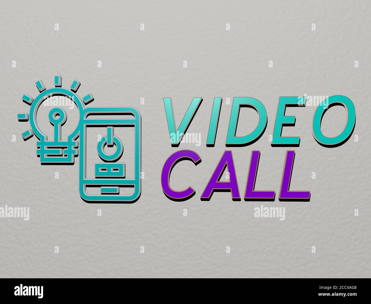 3D illustration of VIDEO CALL graphics and text made by metallic dice ...