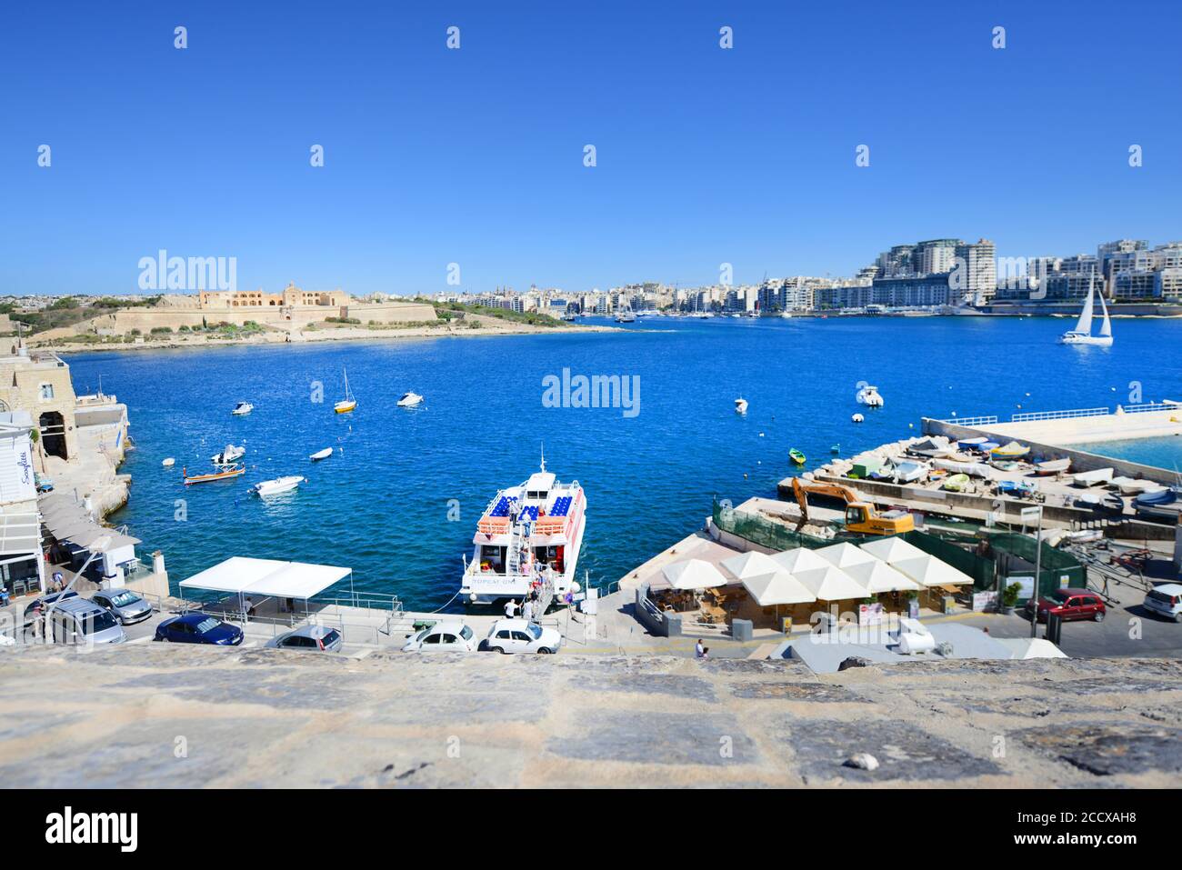 Views of Sliema and Fort Manoel as seen from Valletta's waterfront ...
