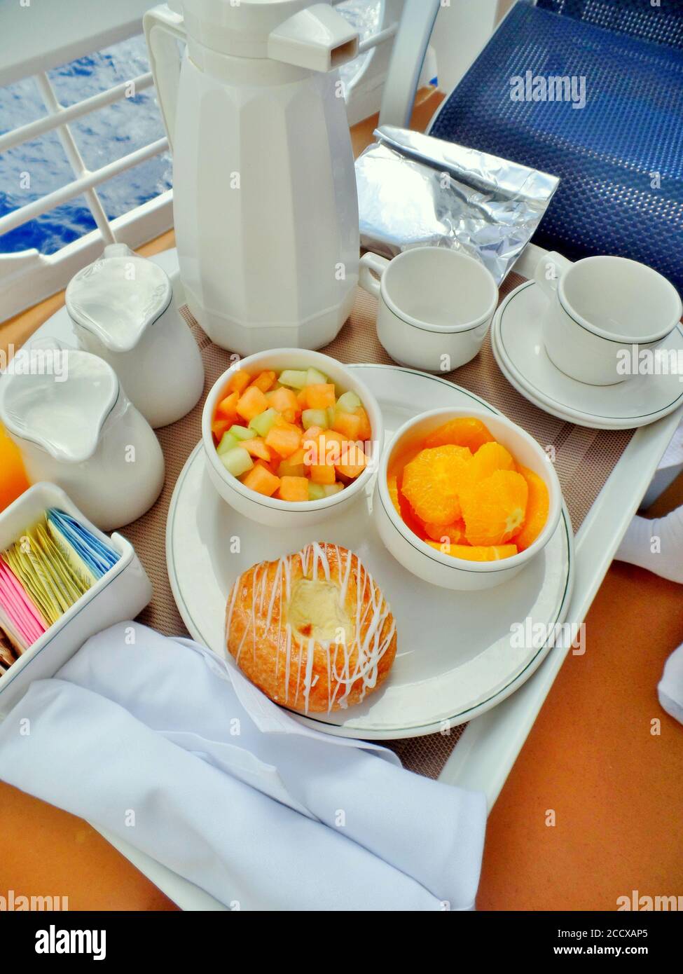 Breakfast on a cruise ship balcony Stock Photo - Alamy