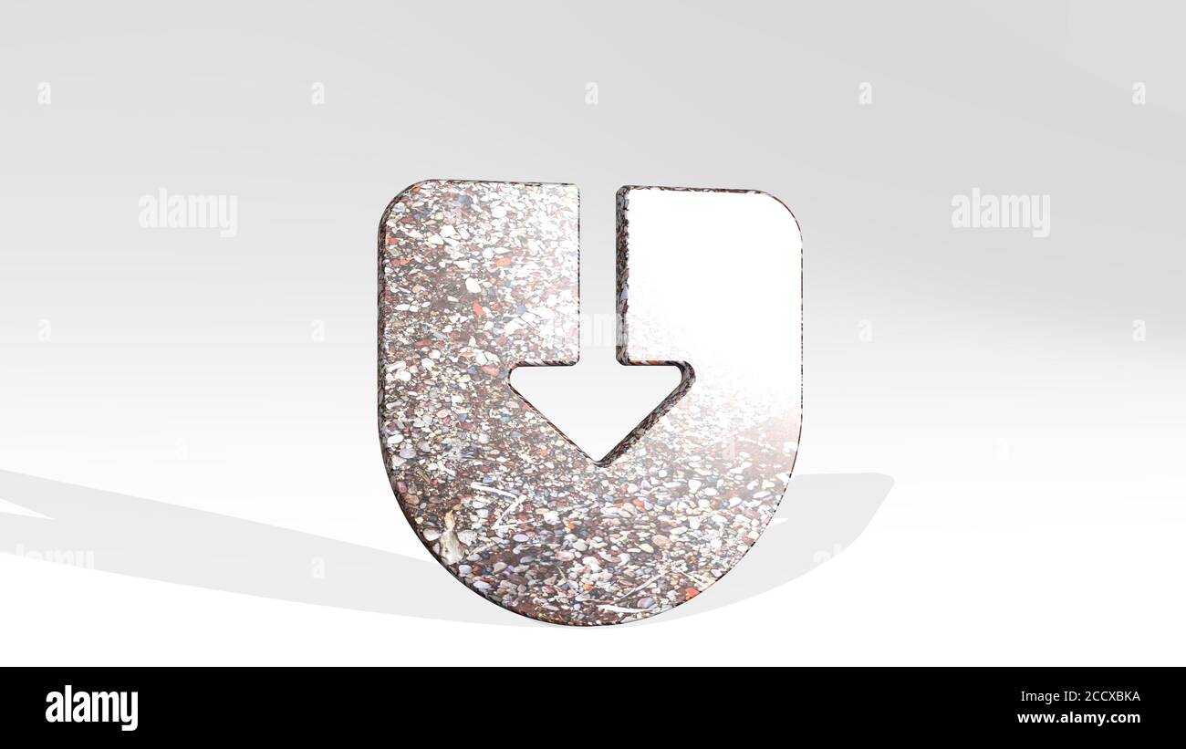 NAVIGATION DOWN 3D icon standing on the floor, 3D illustration Stock ...