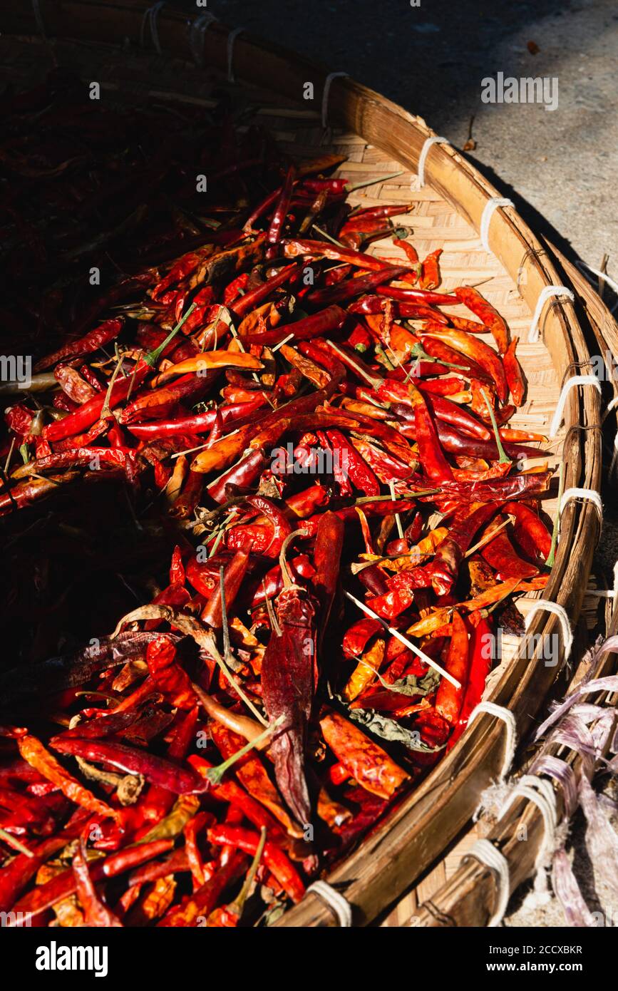 Chillies drying in the sun hi-res stock photography and images - Alamy
