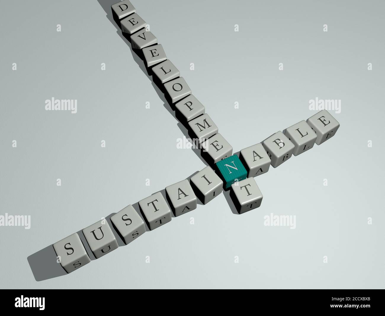 SUSTAINABLE DEVELOPMENT crossword by cubic dice letters, 3D ...