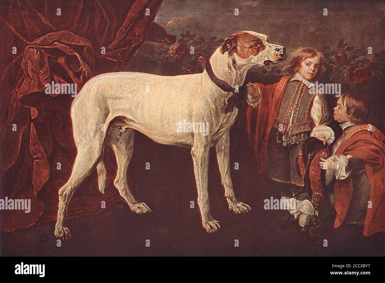 Joannes Fijt - Big Dog, Dwarf and Boy Stock Photo - Alamy