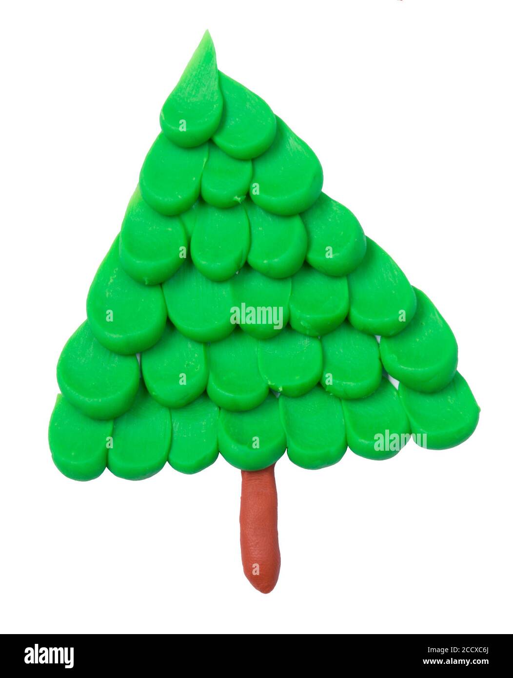 Plasticine green spruce isolated on white background. Kids artwork ...