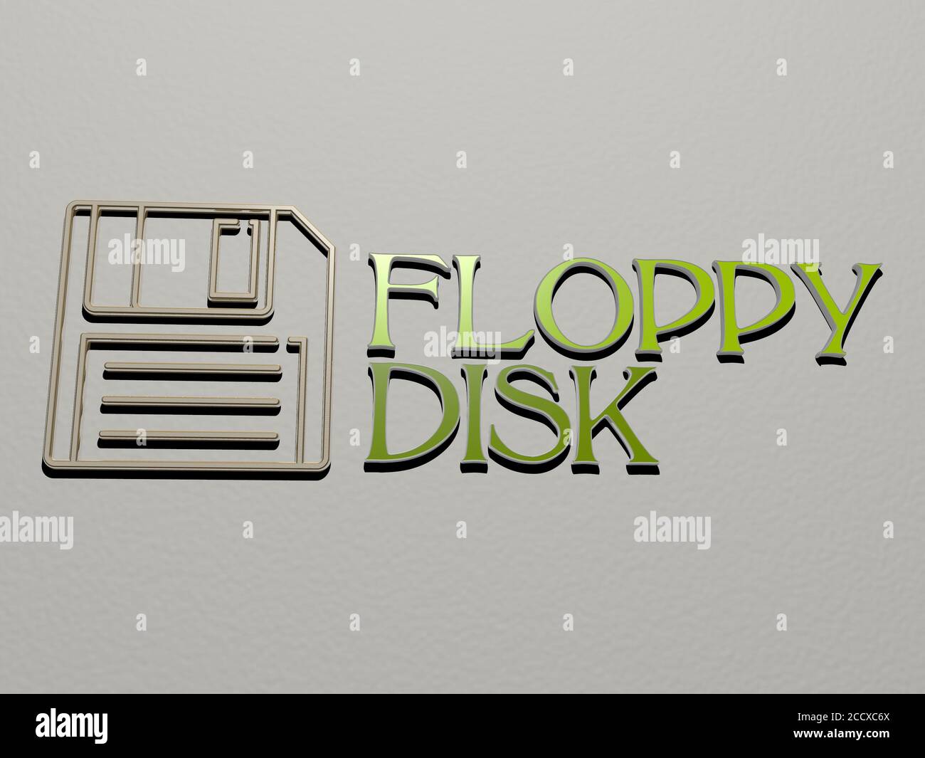 floppy disk icon and text on the wall, 3D illustration Stock Photo - Alamy