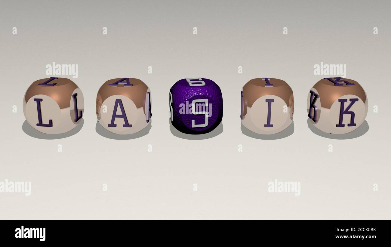 lasik text of cubic individual letters, 3D illustration Stock Photo - Alamy