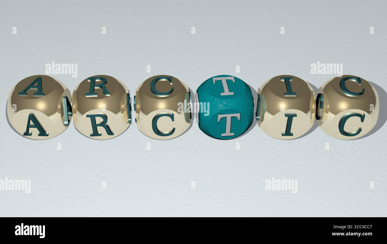 arctic text by cubic dice letters, 3D illustration Stock Photo - Alamy