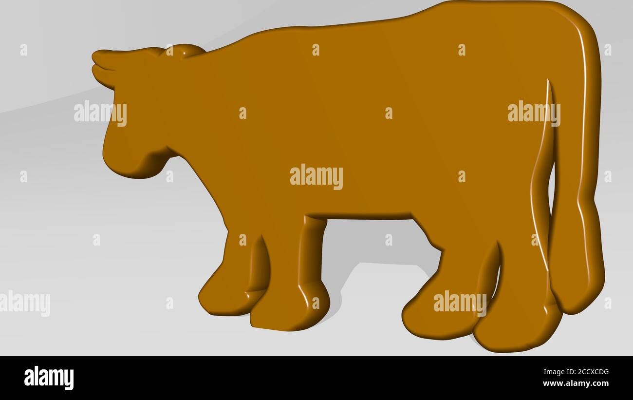 DOMESTIC ANIMAL CATTLE 3D icon casting shadow, 3D illustration Stock ...