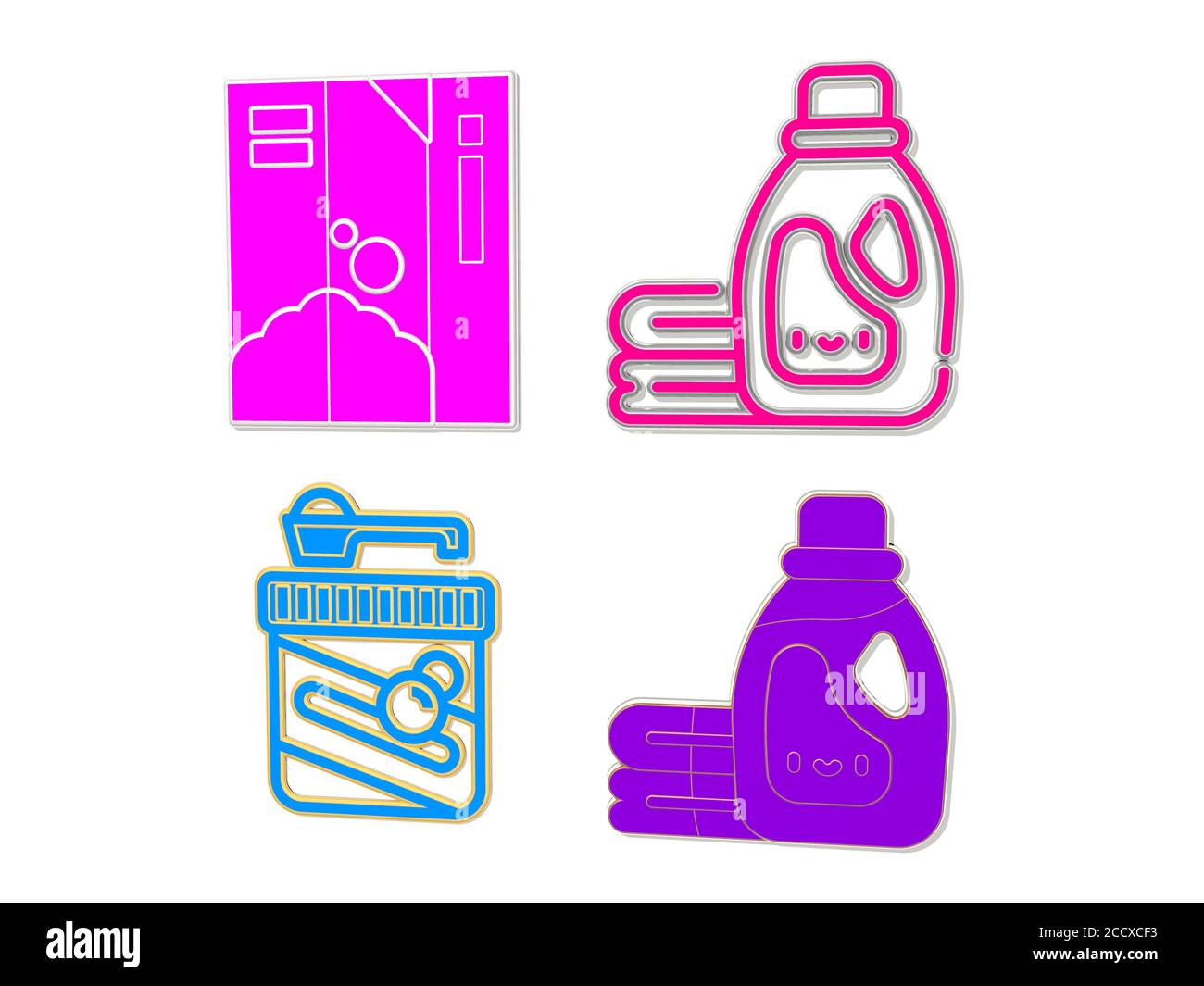 LAUNDRY DETERGENT 4 icons set, 3D illustration Stock Photo - Alamy