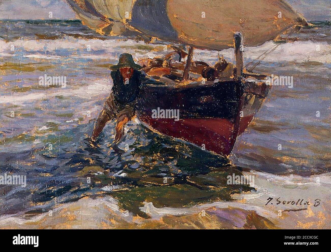 Joaquin Sorolla Beaching the Boat Stock Photo - Alamy