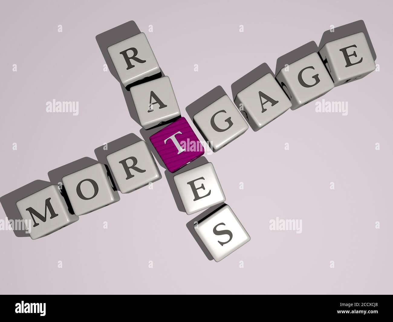 mortgage rates crossword by cubic dice letters, 3D illustration Stock ...