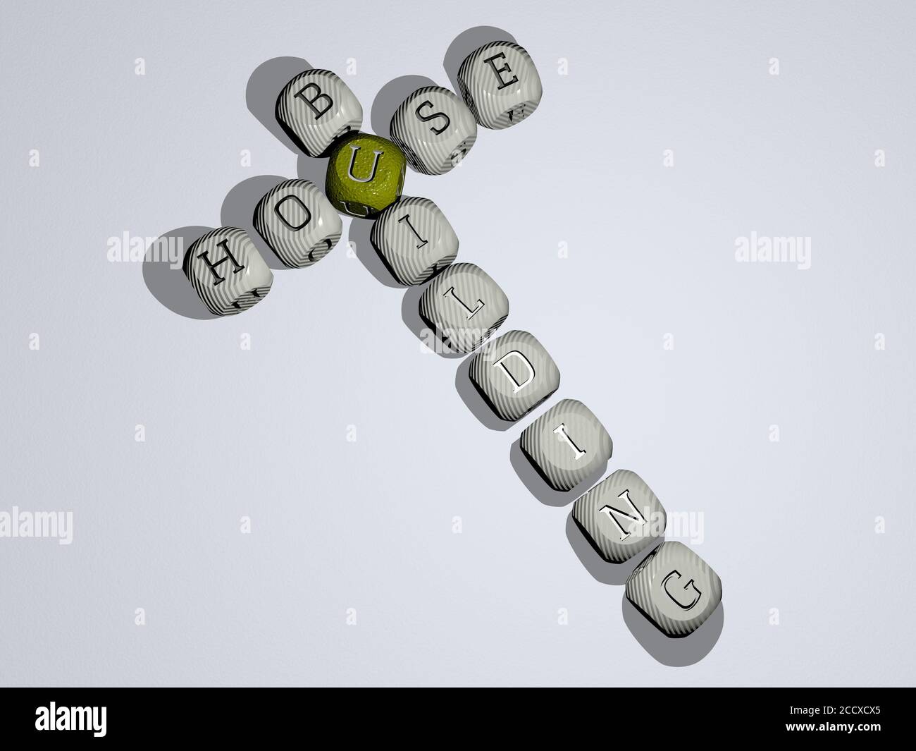 HOUSE BUILDING crossword of dice letters in color, 3D illustration ...