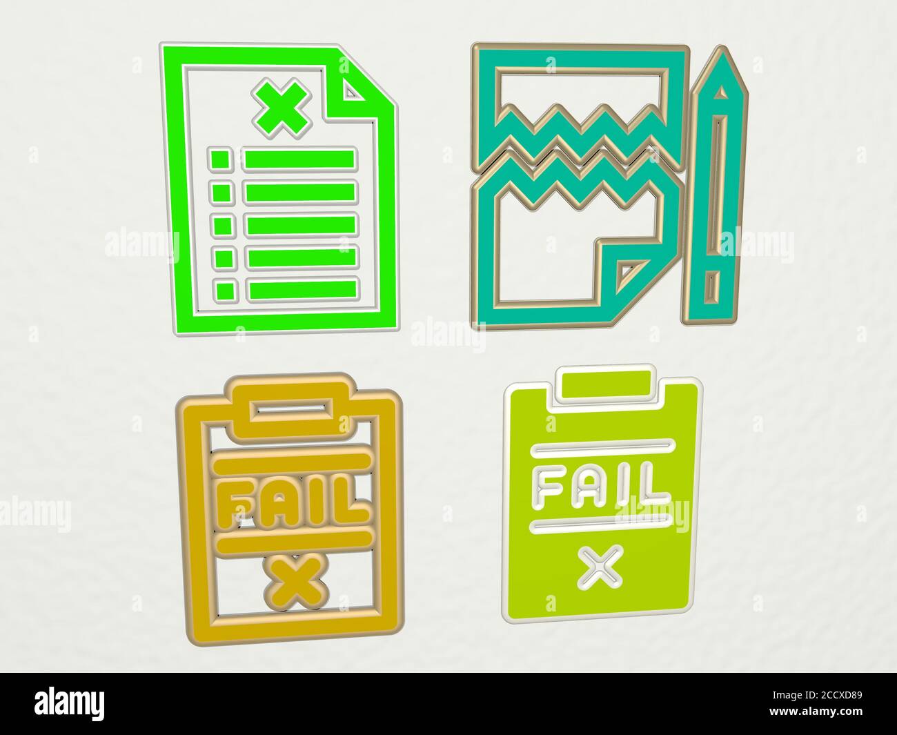 fail 4 icons set, 3D illustration Stock Photo - Alamy