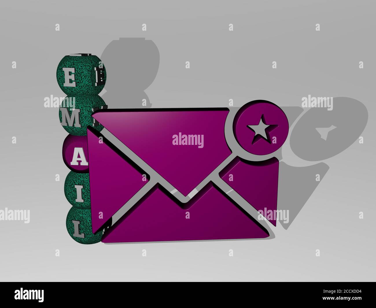 email 3D icon and dice letter text, 3D illustration Stock Photo - Alamy