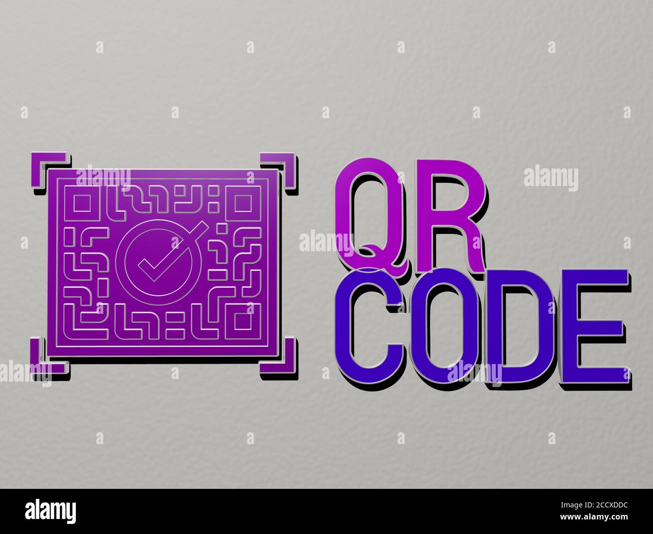 3D graphical image of qr code vertically along with text built by ...
