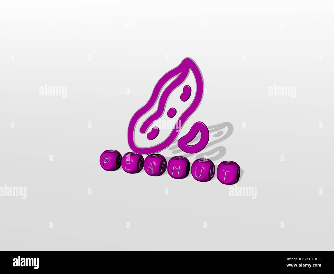 peanut cubic letters with 3D icon on the top, 3D illustration Stock ...