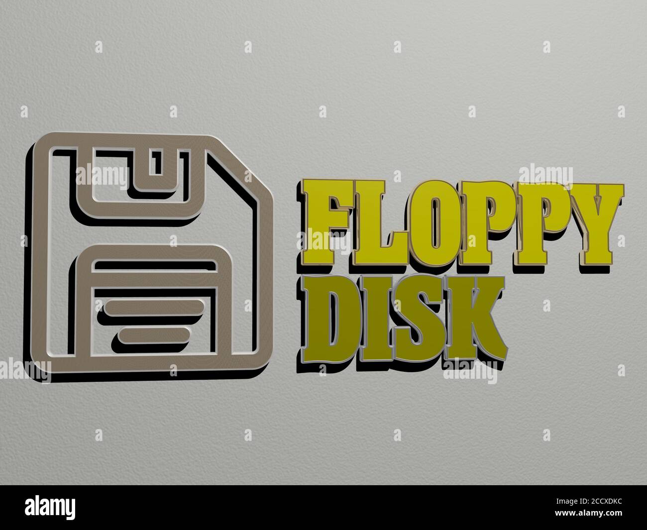 floppy disk icon and text on the wall, 3D illustration Stock Photo - Alamy