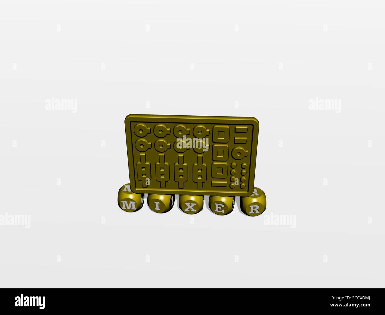 mixer cubic letters with 3D icon on the top, 3D illustration Stock ...