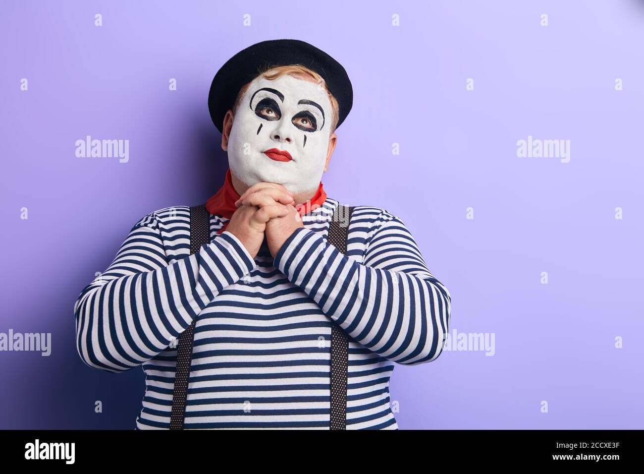 plump clown has a dream. close up photo. copy space. romantic clown ...