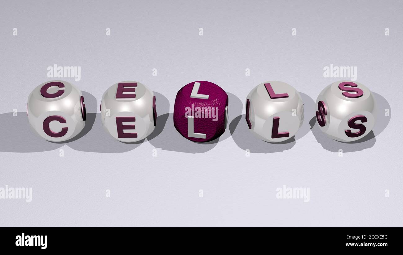 cells text of cubic individual letters, 3D illustration Stock Photo - Alamy